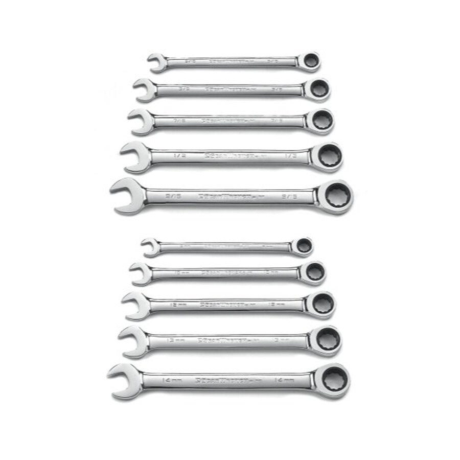 KD Tools 10-Piece Standard (SAE) And Metric Combination Ratchet Wrench ...