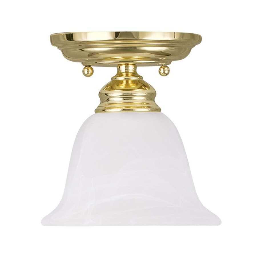 Livex Lighting Essex 6.25-in W Polished brass Alabaster Glass Semi ...