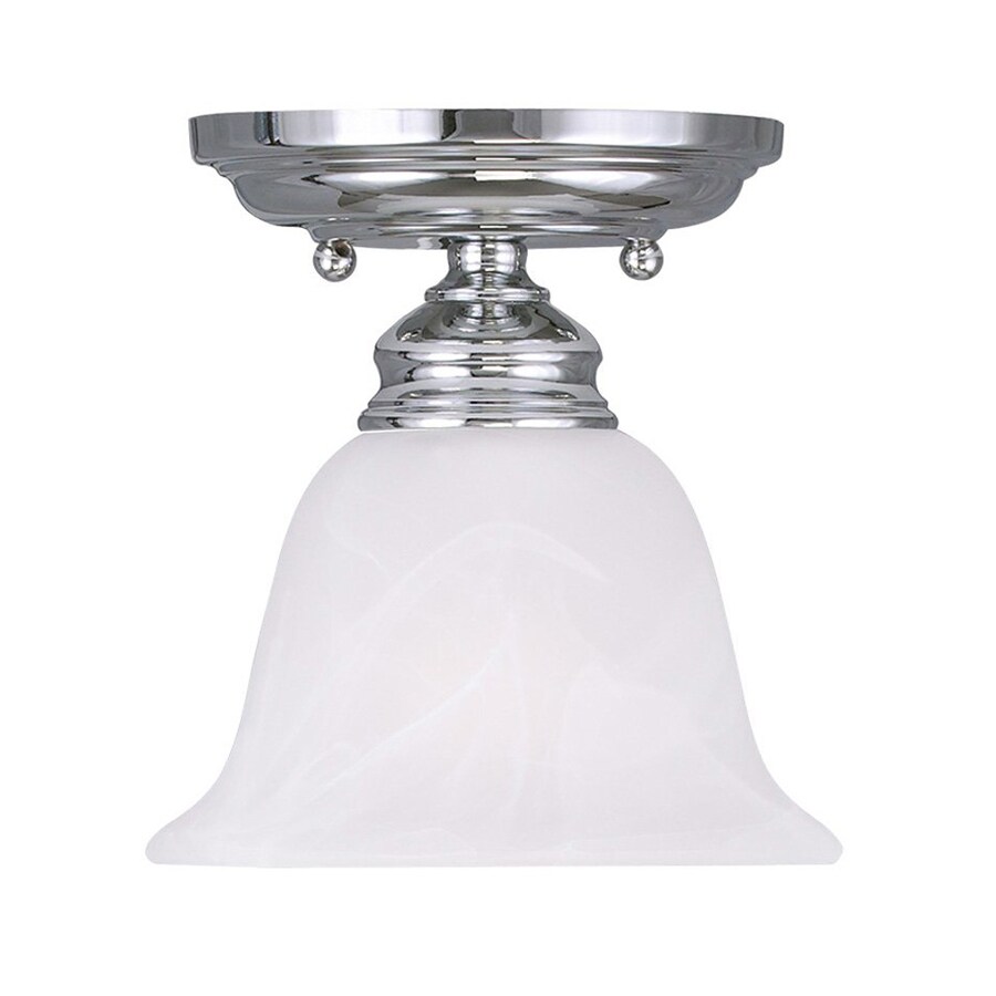 Livex Lighting Essex 6.25-in W Chrome Alabaster Glass Semi-Flush Mount ...