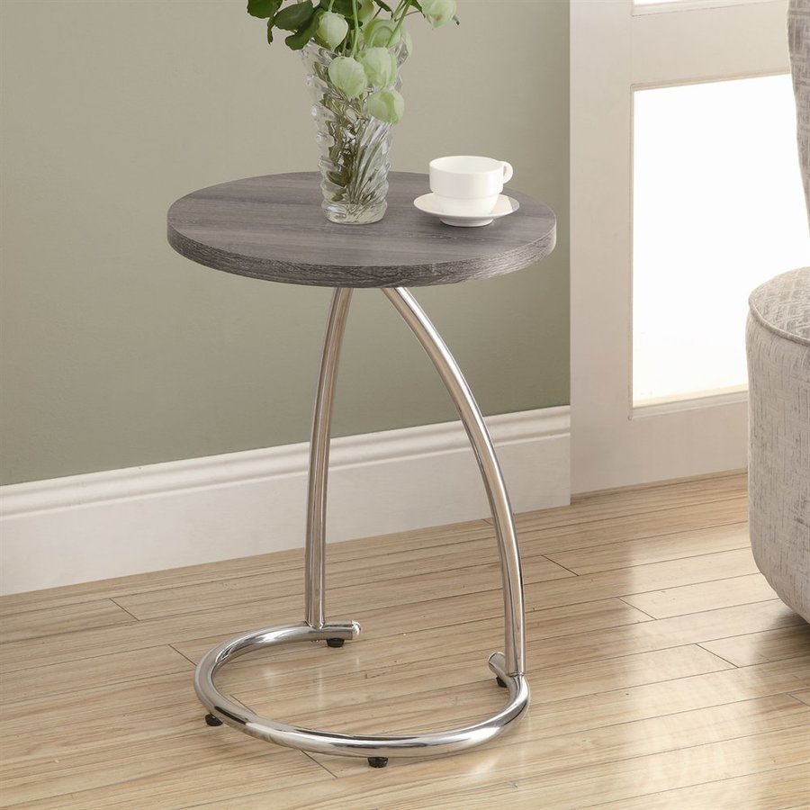 Monarch Specialties Dark Taupe Round End Table at Lowes.com
