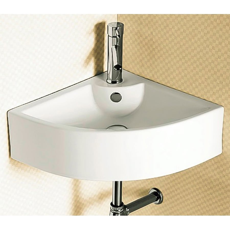 Nameeks Ceramica White Ceramic Wall-Mount Semi-Circle Bathroom Sink ...