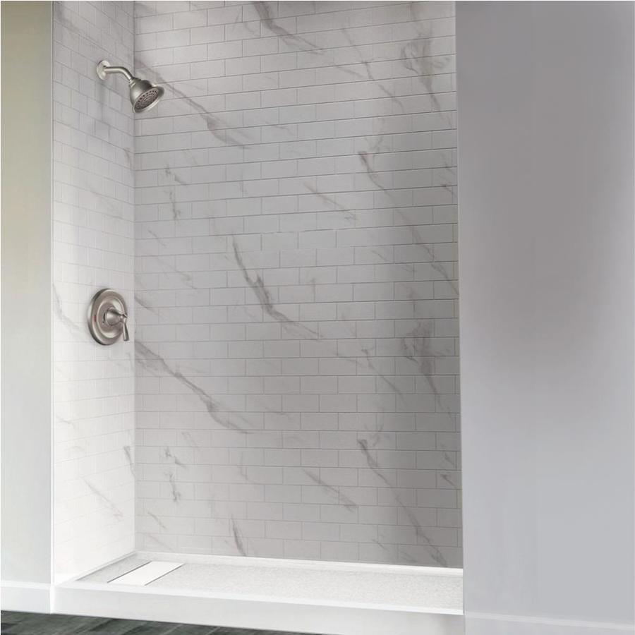 Transolid Linear White Solid Surface Shower Base 32-in W x 60-in L with ...