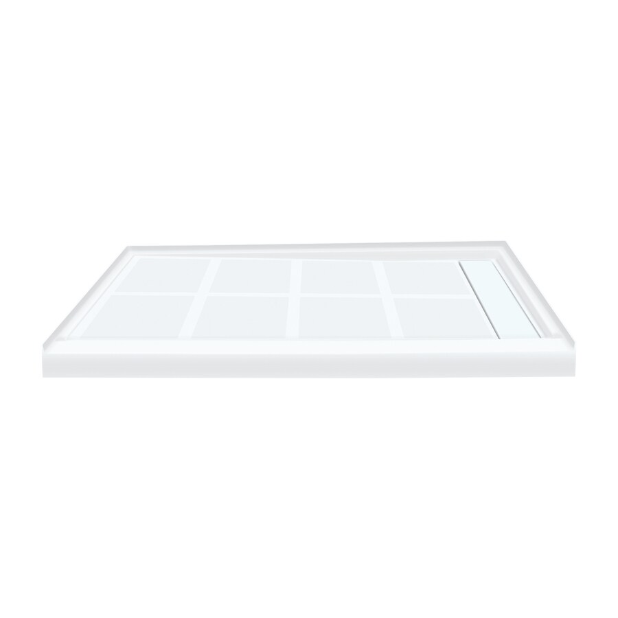 Transolid Linear White Solid Surface Shower Base 32-in W x 48-in L with ...