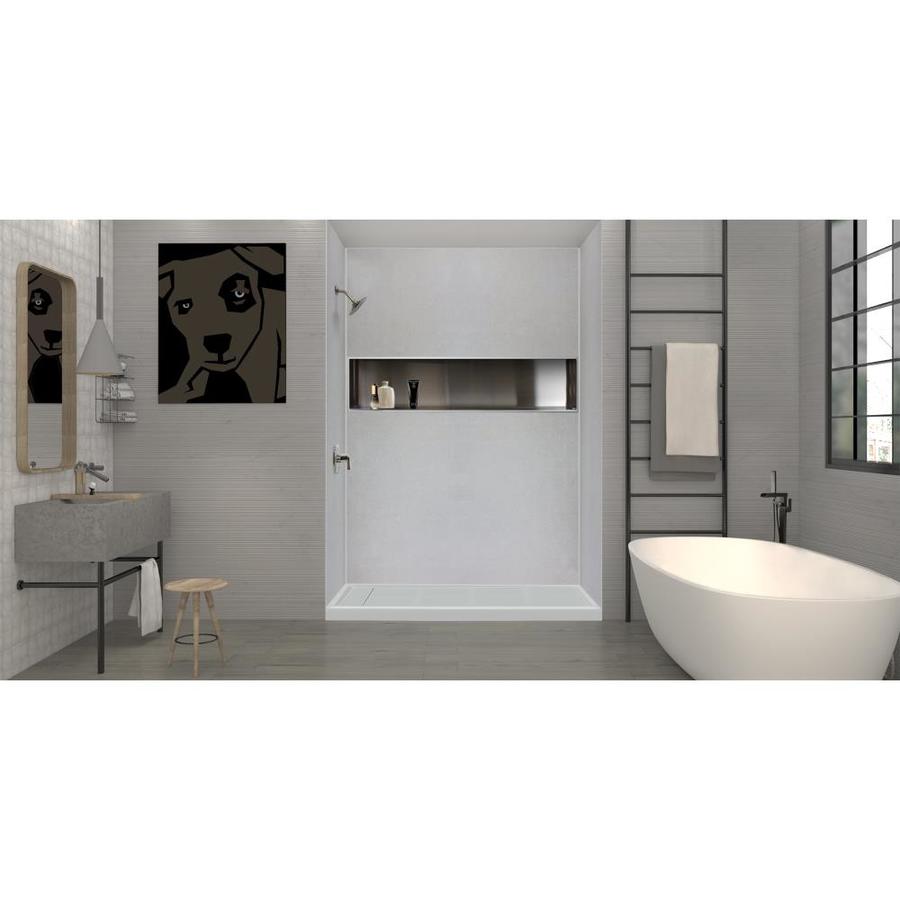 Transolid Linear Grey Solid Surface Shower Base 32-in W x 48-in L with ...