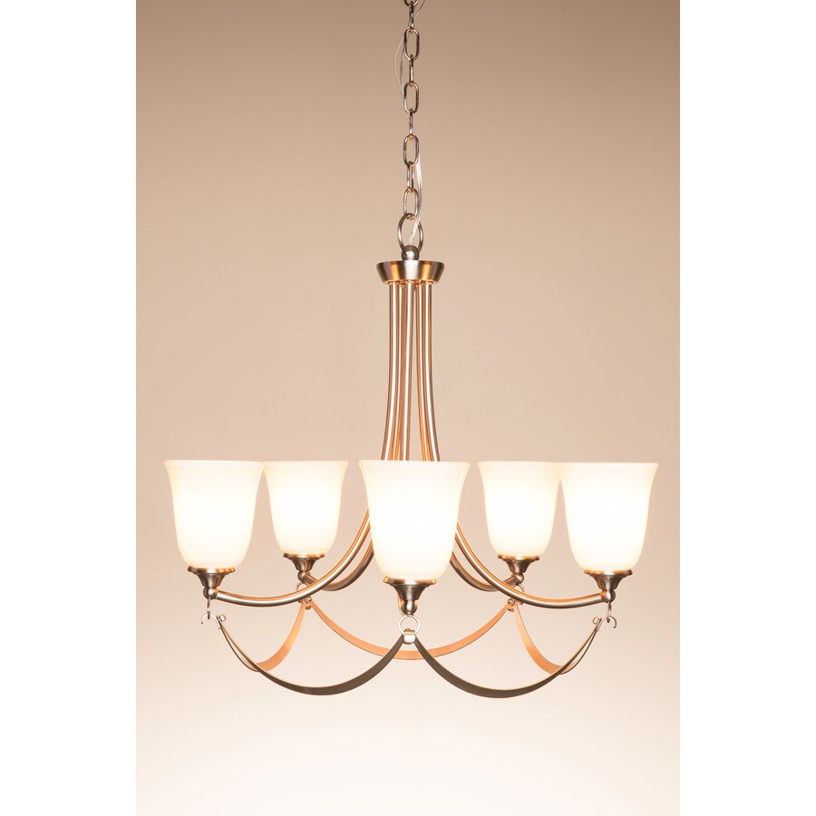allen + roth Winnsboro 25-in 5-Light Brushed Nickel Coastal Tinted ...