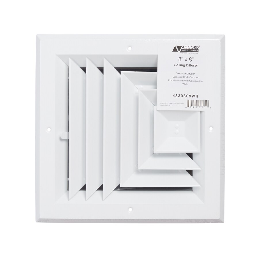 Accord Ventilation White Ceiling 3-Way Diffuser (Rough Opening: 8-in x ...