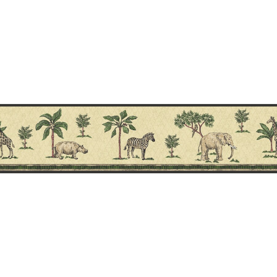 Sunworthy 5-1/8" Exotic Animals Prepasted Wallpaper Border in the ...