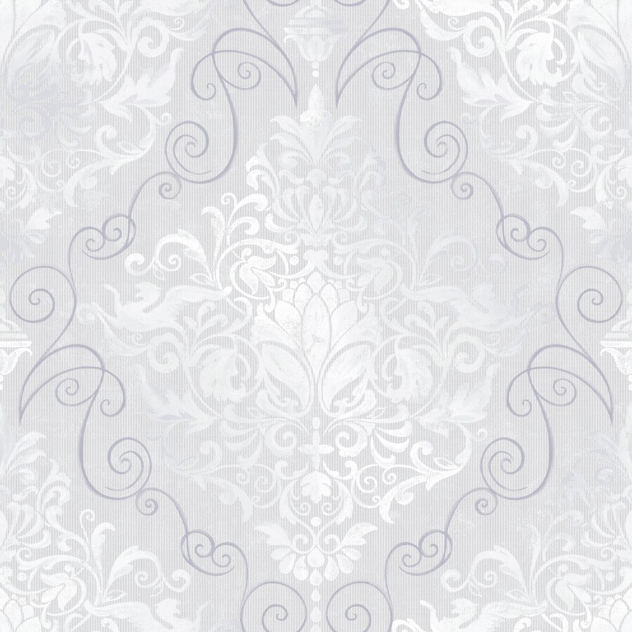 allen + roth CHANDELIERE DAMASK GREY in the Wallpaper department at ...