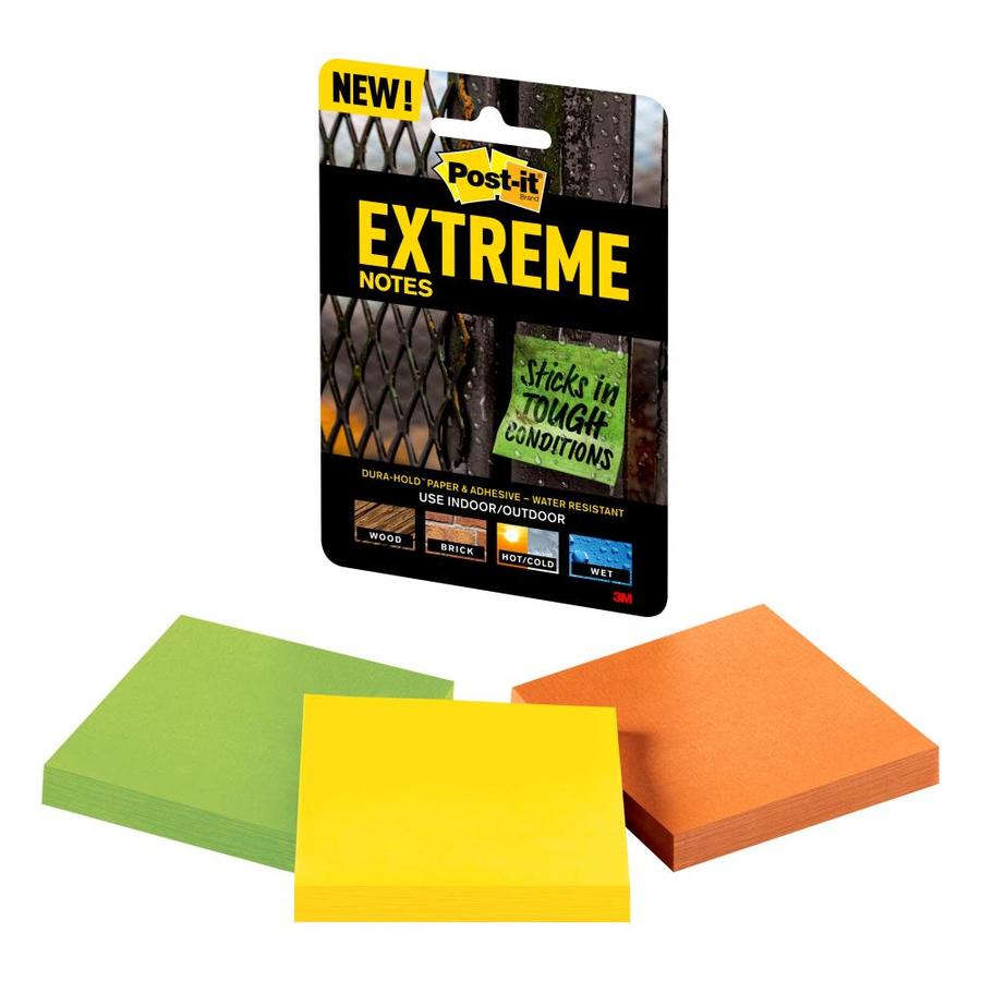 Post-it Extreme 3-in x Green, Yellow, Orange Sticky Notes (3-Pack) in ...