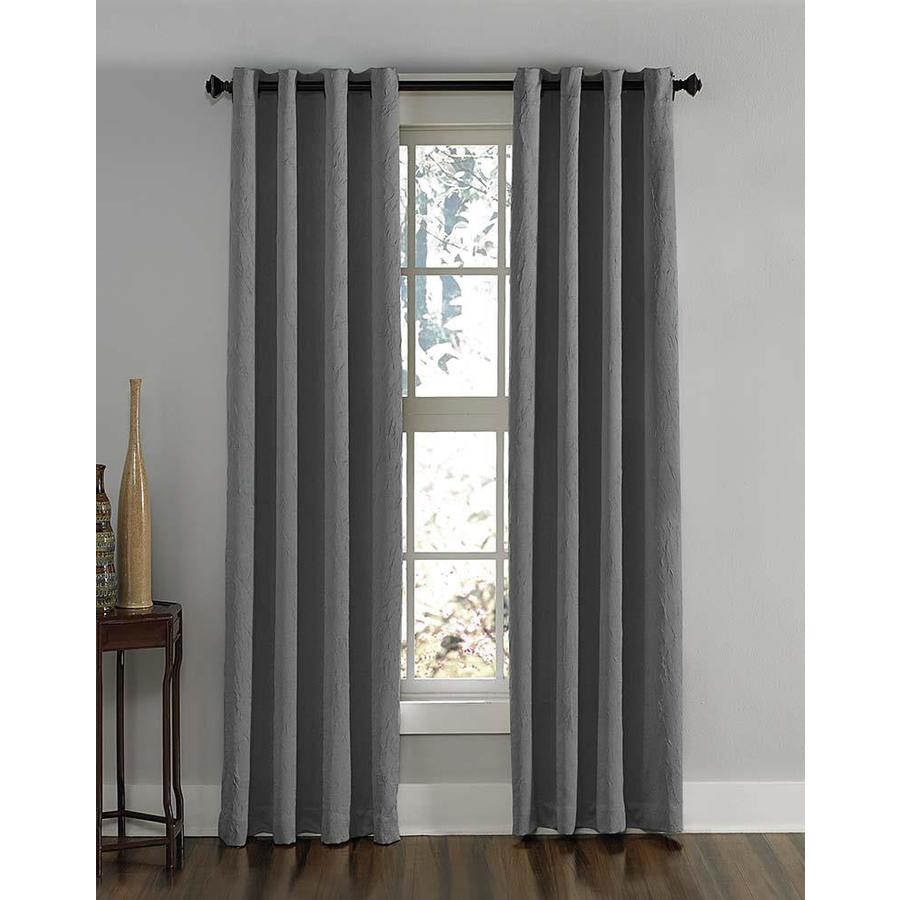 CHF Lenox 132-in Grey Polyester Room Darkening Single Curtain Panel at ...