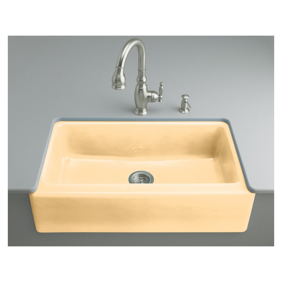 KOHLER Vapour Orange 4-Hole Single-Basin Cast Iron Undermount Kitchen ...