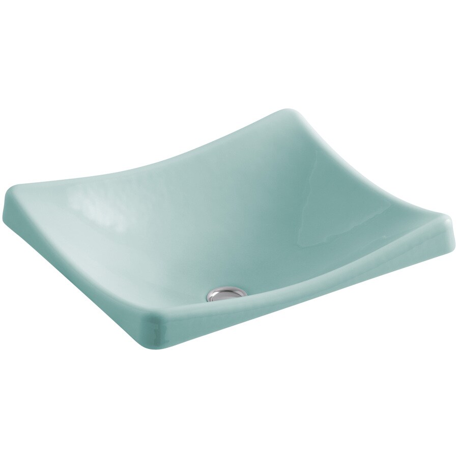 KOHLER DemiLav Vapour Green Cast Iron Drop-In Rectangular Bathroom Sink ...