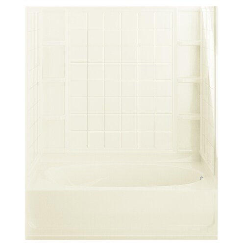 Sterling Ensemble AFD Biscuit 4-Piece 60-in x 42-in x 74-in Bathtub ...