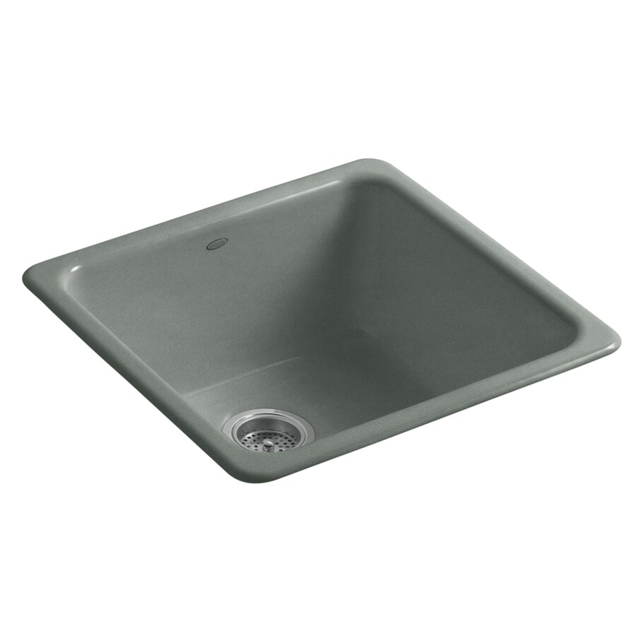 KOHLER Iron/Tones 20.87-in x 20.87-in Basalt Single-Basin Cast Iron ...
