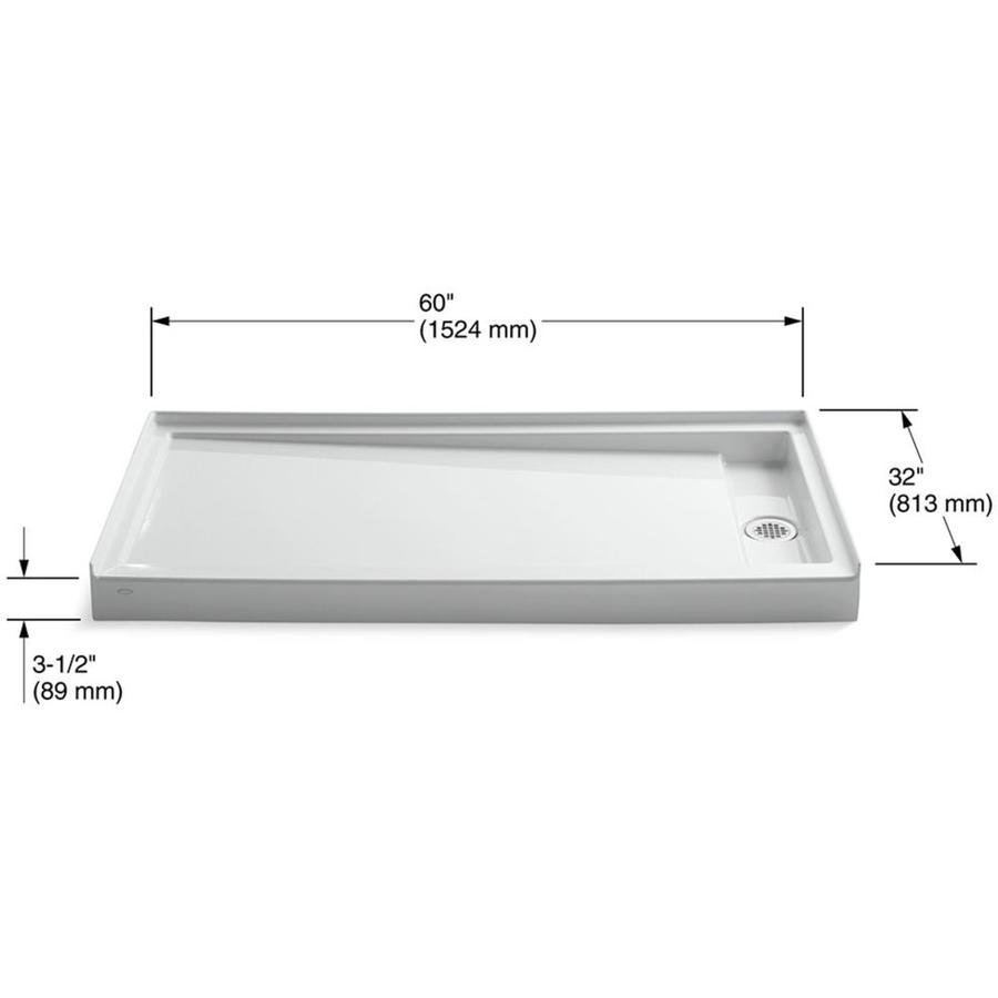KOHLER Groove White Acrylic Shower Base 32-in W x 60-in L with Right ...