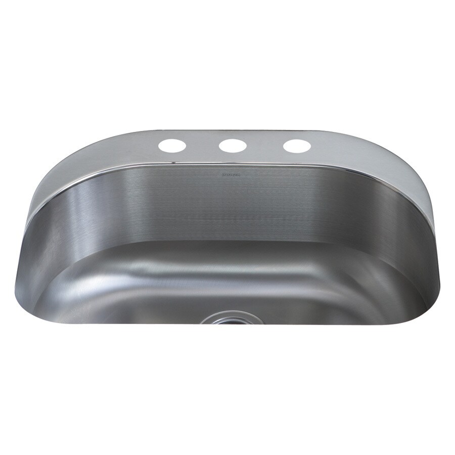 Sterling Cinch 26.4375-in x 20.375-in Luster Single Bowl 3-Hole ...