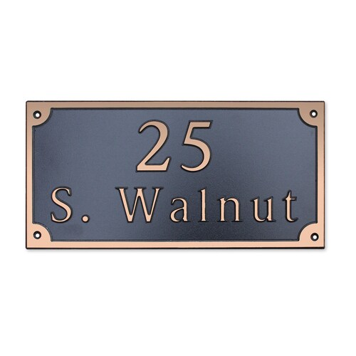 Dekorra 6-in H x 12-in W Copper on Black Plastic Address Plaque at ...