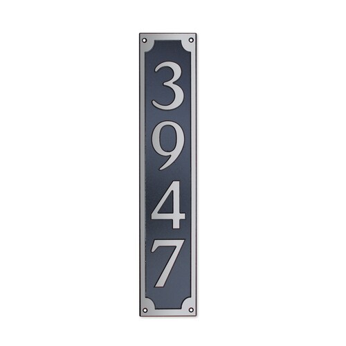 Dekorra 18-in H x 4-in W Nickel on Black Plastic Address Plaque in the ...
