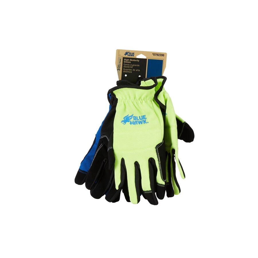 Blue Hawk 3-Pack Large Male Polyester Leather Palm Work Gloves in the ...