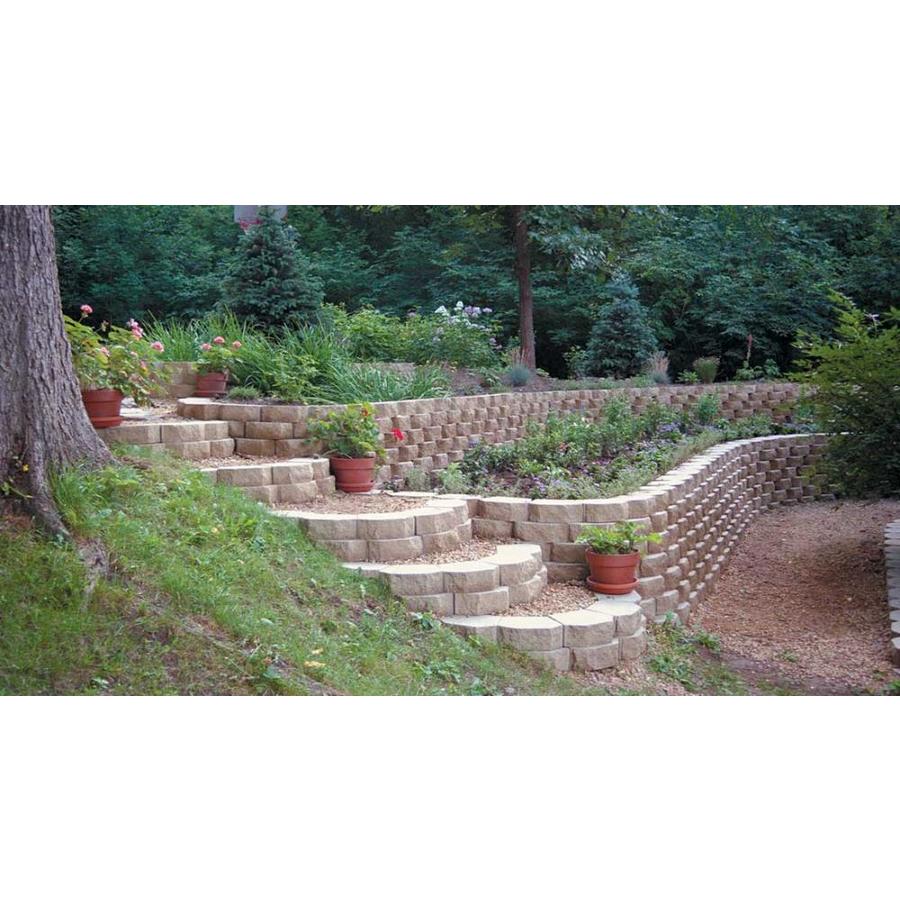 Tan color in a split face Retaining Wall Block (Common: 4-in x 12-in ...