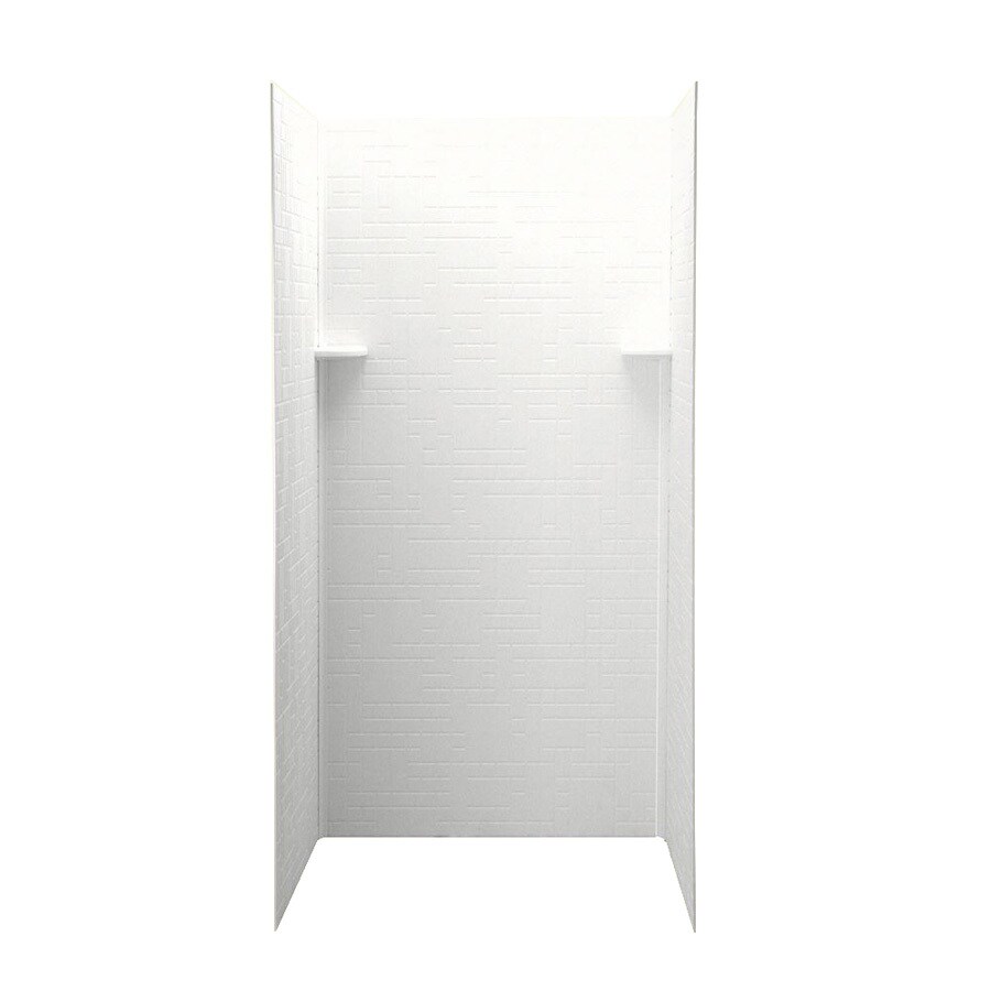 Swanstone Tahiti White Solid Surface Shower Wall Surround Side and Back ...