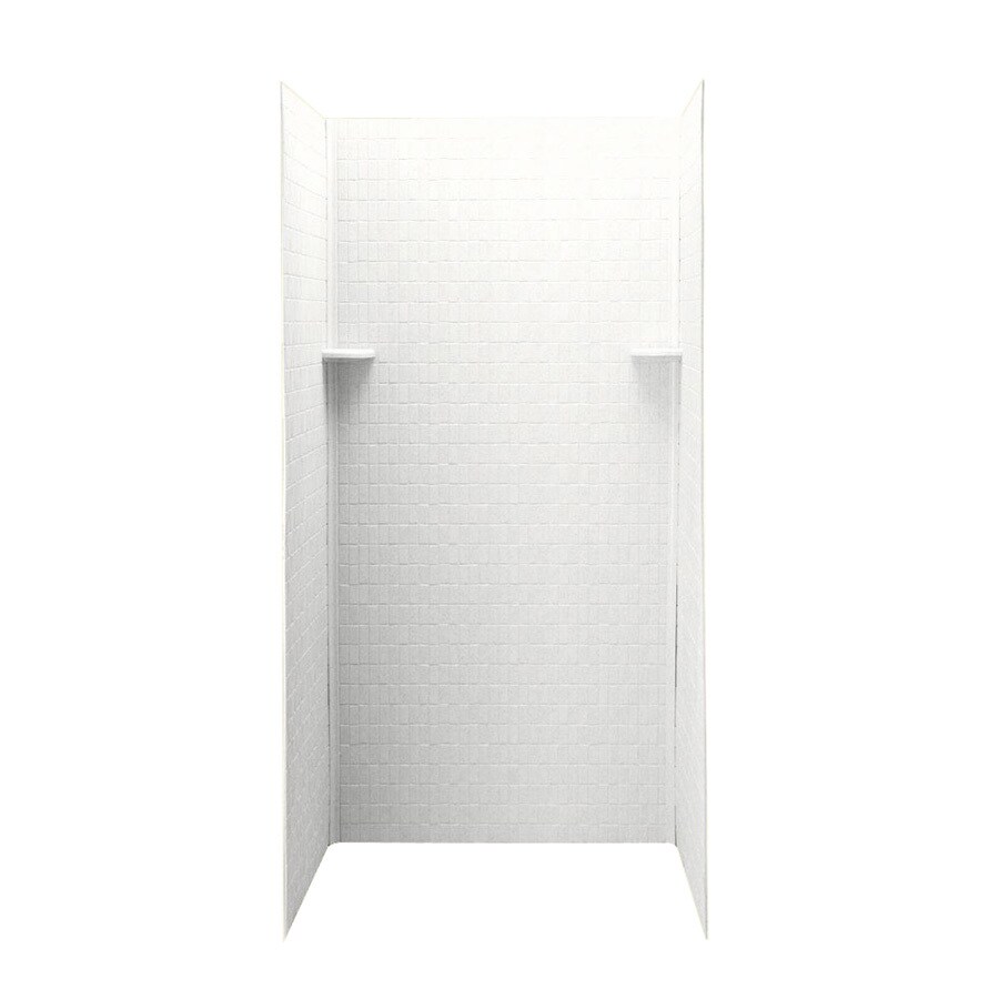 Swanstone Tahiti White Solid Surface Shower Wall Surround Side and Back ...