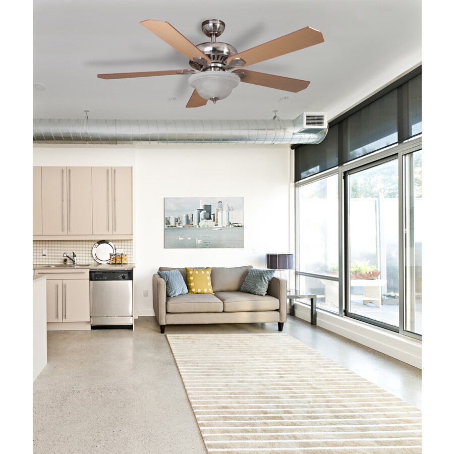 Harbor Breeze Crosswinds 52-in Brushed Nickel Indoor Ceiling Fan with ...