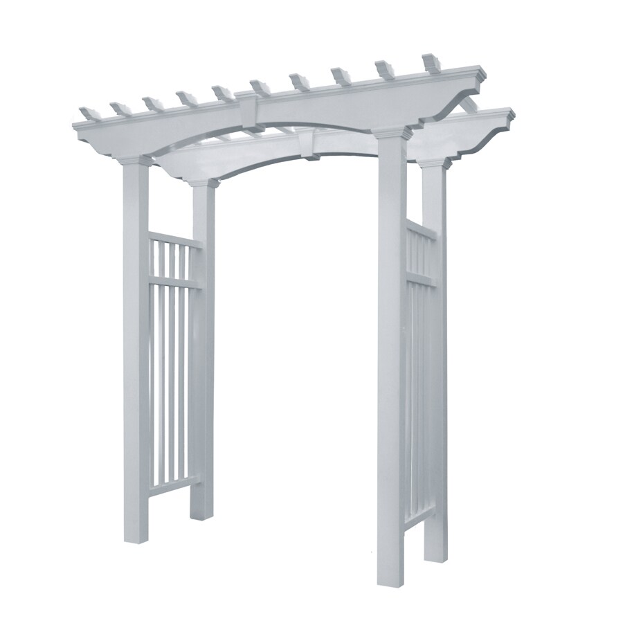 New England Arbors 4.91-ft W x 7.81-ft H White Garden Arbor in the ...