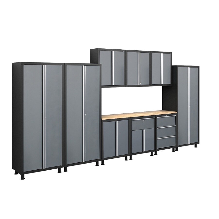 NewAge Products Bold 168-in W x H Grey/Black Steel Garage Storage ...