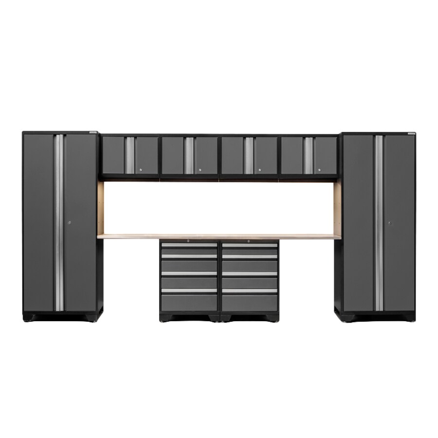 NewAge Products Bold 3 8-Piece Steel Garage Storage System in Jet Black ...