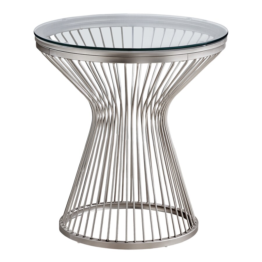 Monarch Specialties Stainless Steel Glass Round End Table in the End ...