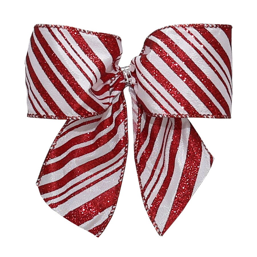 6-Pack 4.5-in H x 4.5-in W Red and white satin Striped Bow in the ...