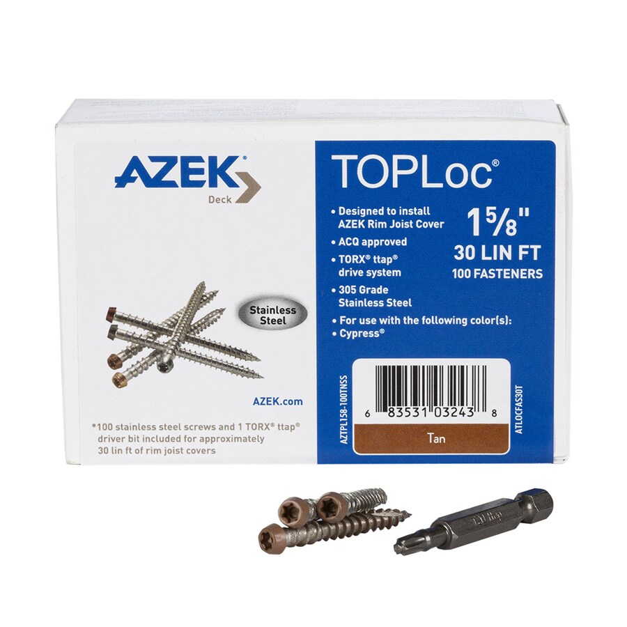 TimberTech TOPLoc for AZEK Deck- 30 LN FT Tan (100- 1-5/8 in screws, 1 ...