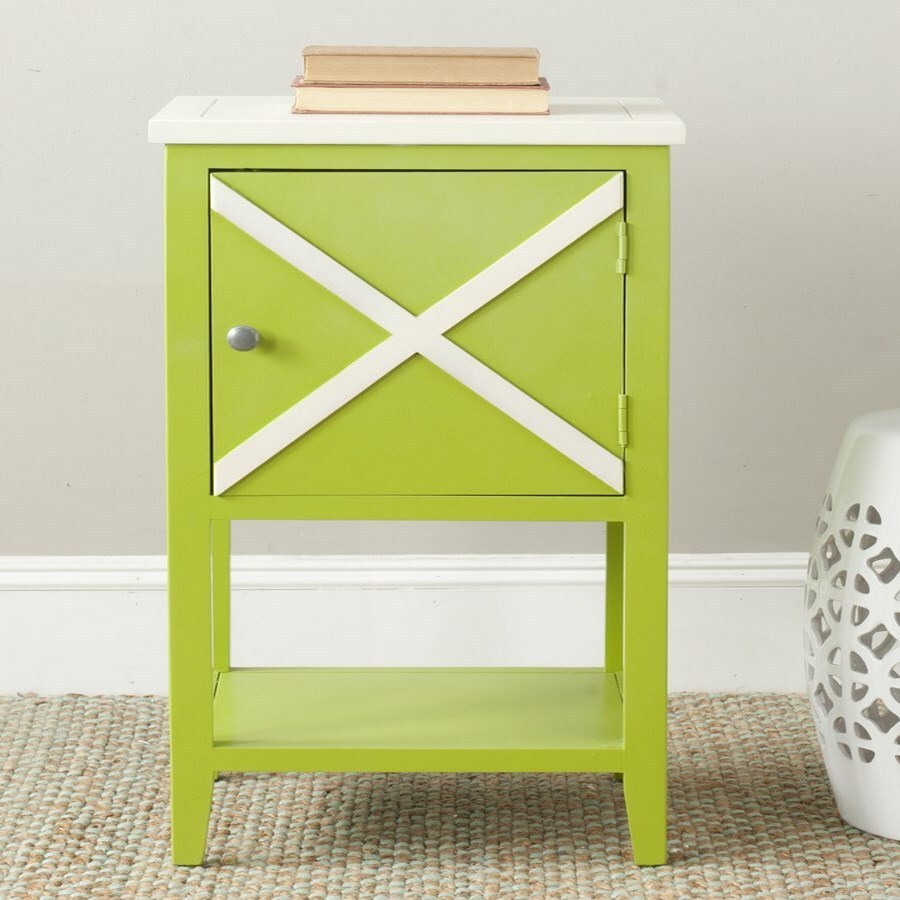 Safavieh Sherrilyn Lime Green Wood End Table with Storage in the End ...
