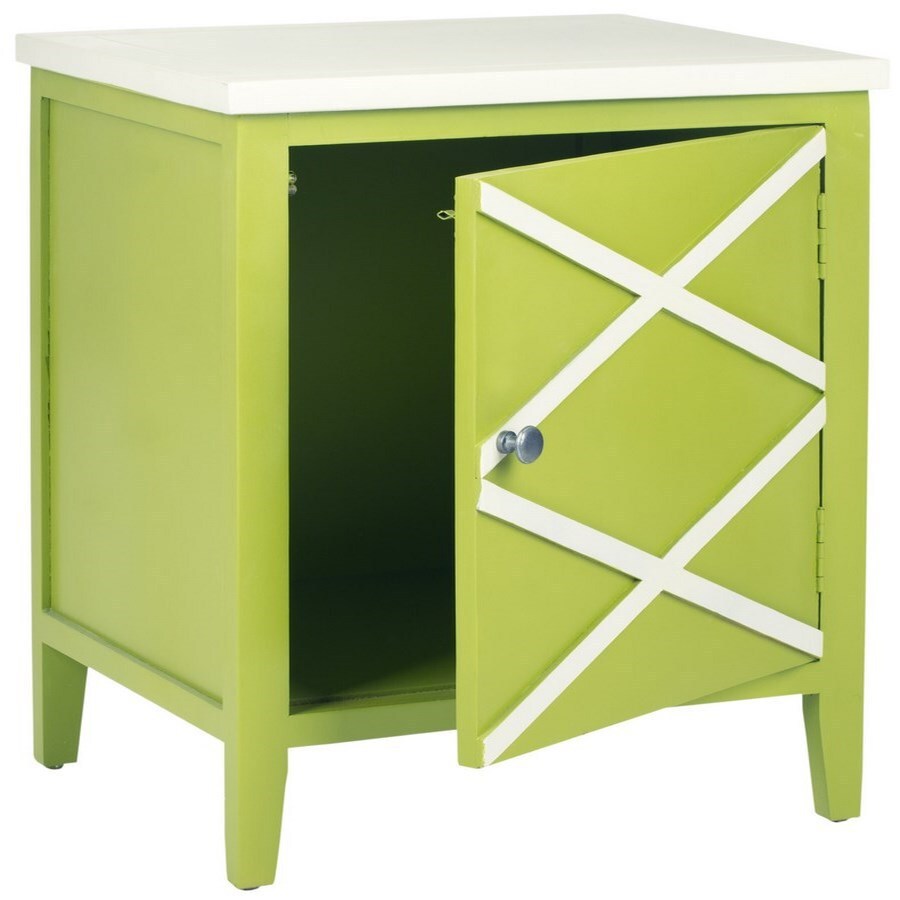 Safavieh Sherrilyn Lime Green Wood End Table with Storage in the End ...