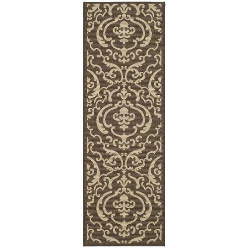 Safavieh Courtyard Damask Medallion 2 x 7 Chocolate/Natural Indoor ...