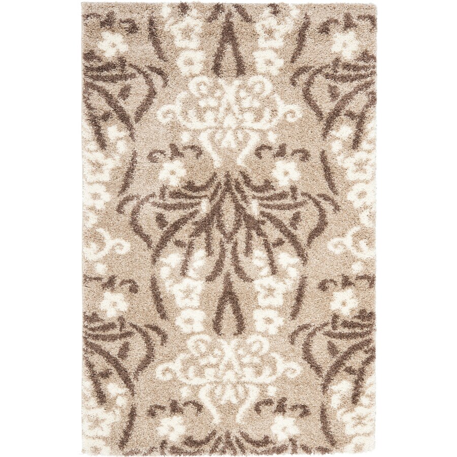 Safavieh Roxy Shag Beige/Cream Rectangular Indoor Machine-Made Throw ...