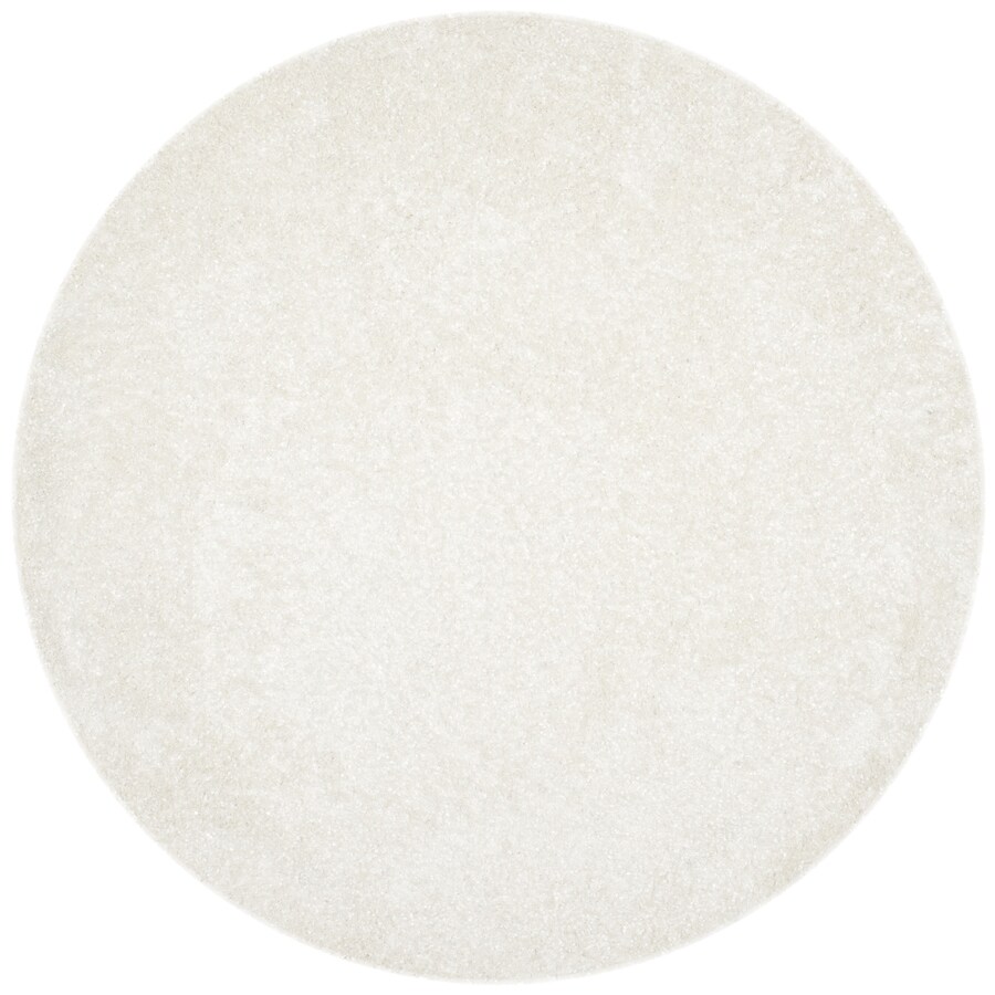 Safavieh Malibu Shag White Round Indoor Handcrafted Area Rug (Common: 7 ...