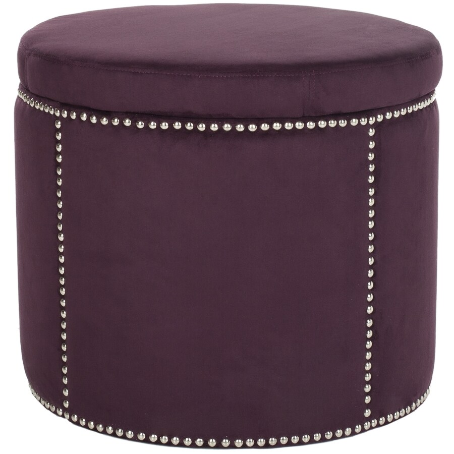 Safavieh Jody Modern Plum Velvet Round Storage Ottoman at Lowes.com