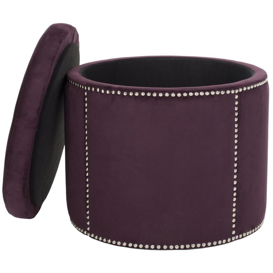 Safavieh Jody Modern Plum Velvet Round Storage Ottoman in the Indoor ...