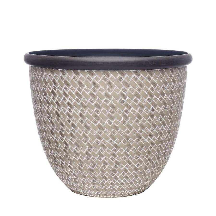 allen + roth 15-in W x 12-in H Cream Resin Planter in the Pots ...