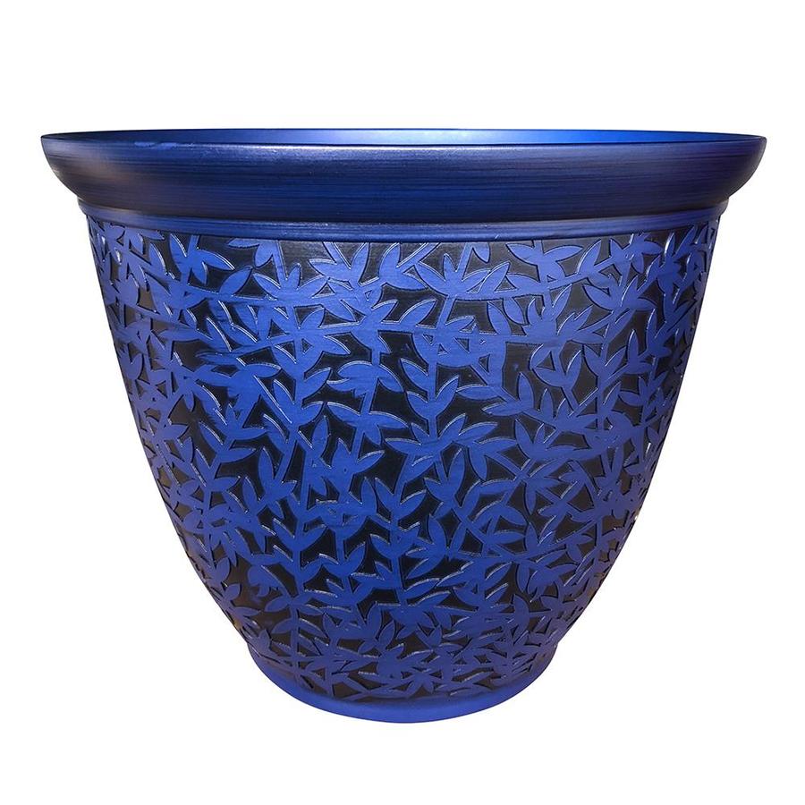 9.33-in W x 7.24-in H Blue Resin Planter at Lowes.com