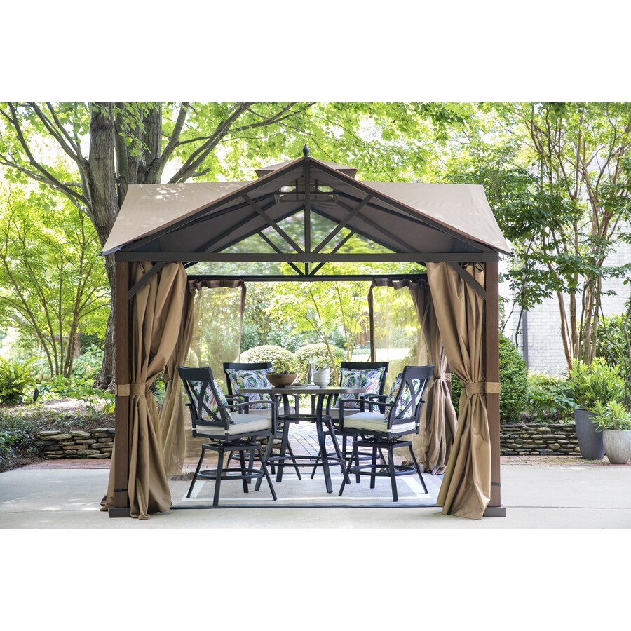 Style Selections Dark Brown Frame and Light Brown Fabric Metal Square ...