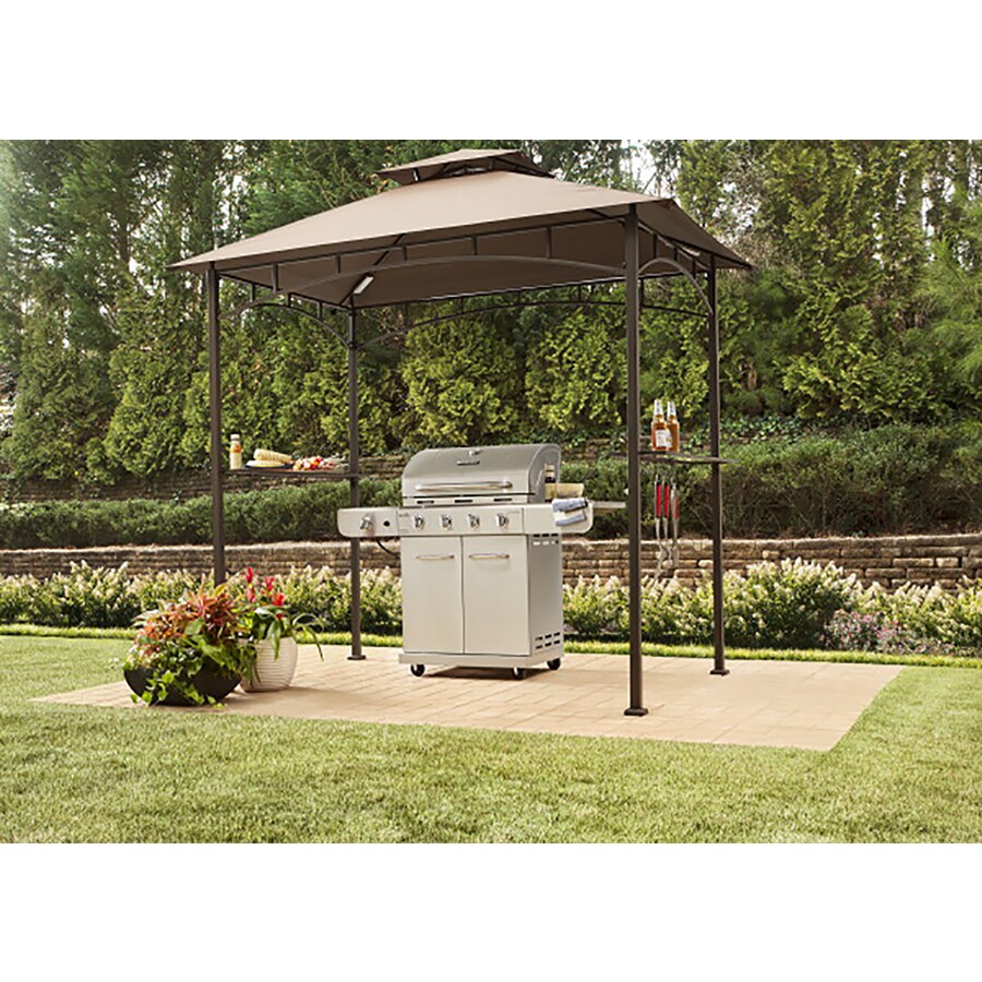 Sunjoy Brown Metal Rectangle Grill Gazebo (Exterior: 5-ft x 8-ft ...