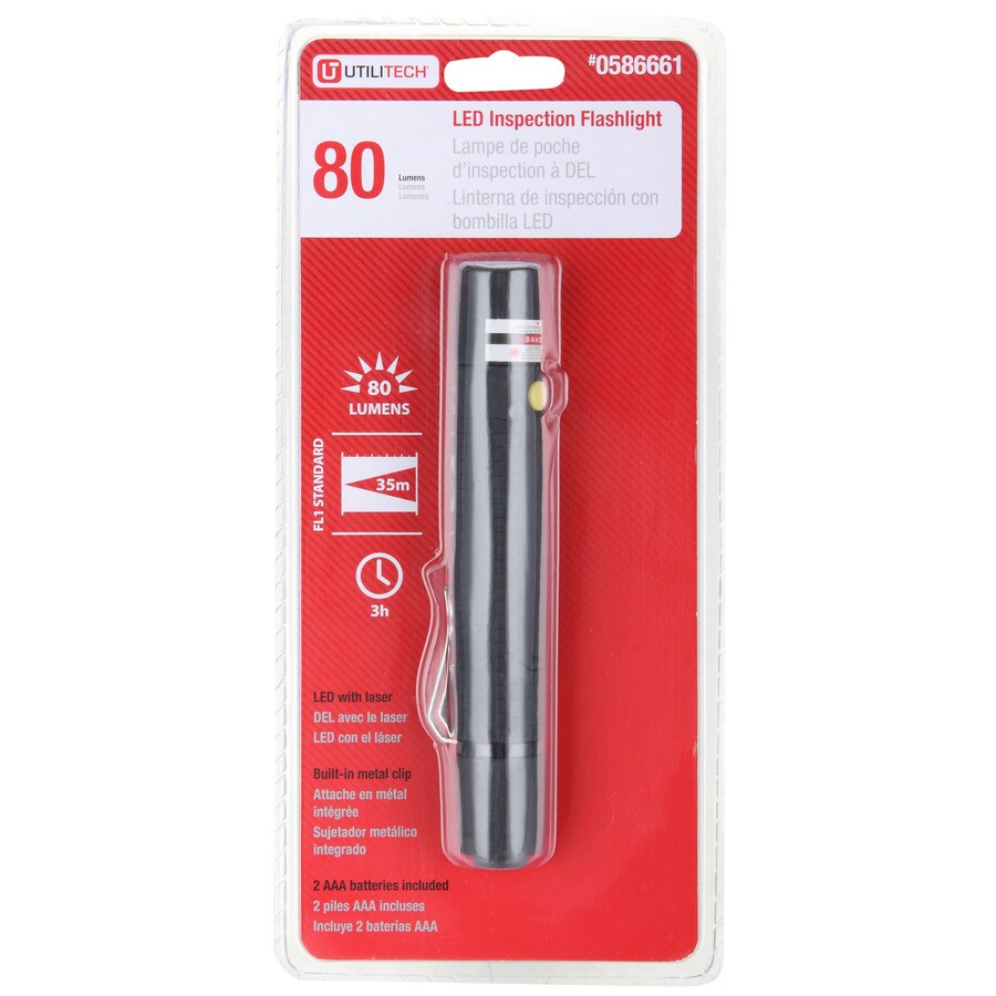 Utilitech 80-Lumen LED Handheld Battery Flashlight (Battery Included ...