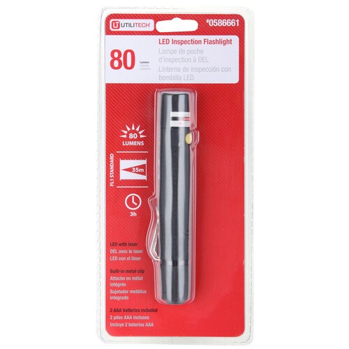 Utilitech 80-Lumen LED Handheld Battery Flashlight (Battery Included ...