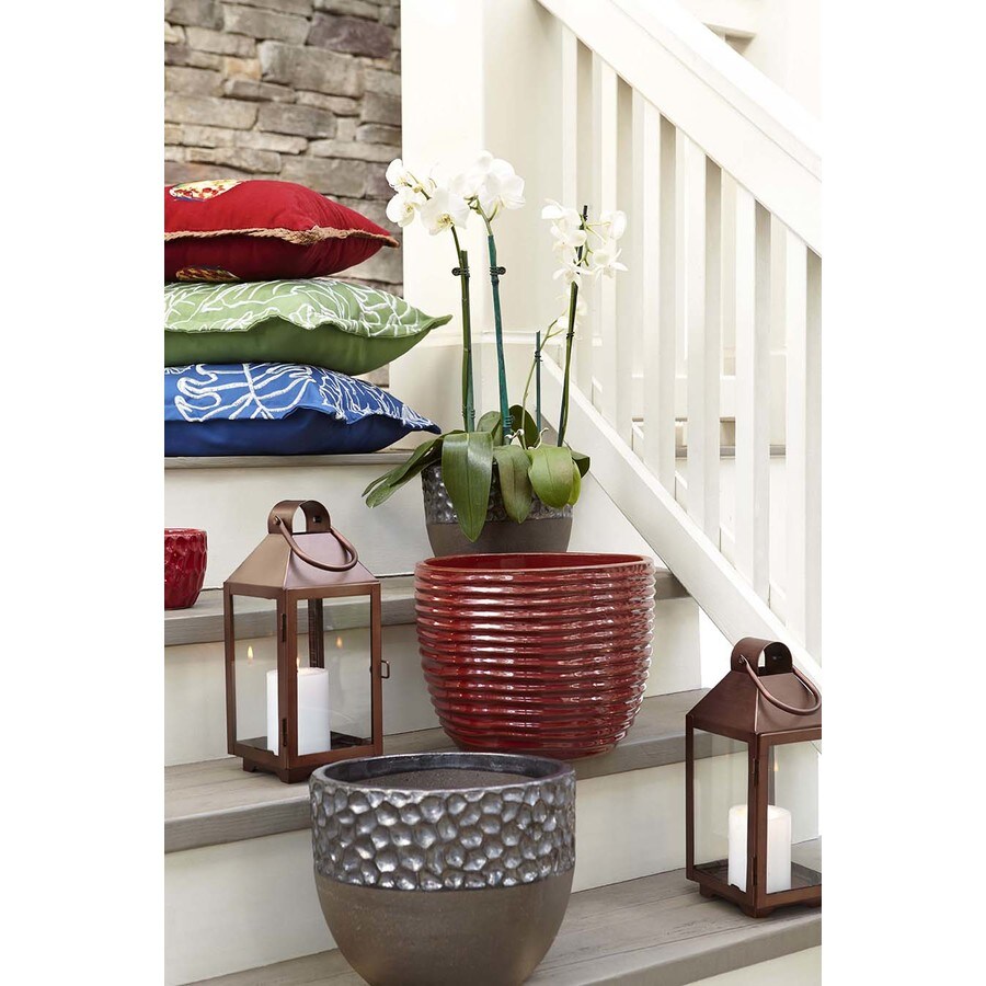 allen + roth 10.83-in x 9.65-in Ceramic Round Planter in the Pots ...