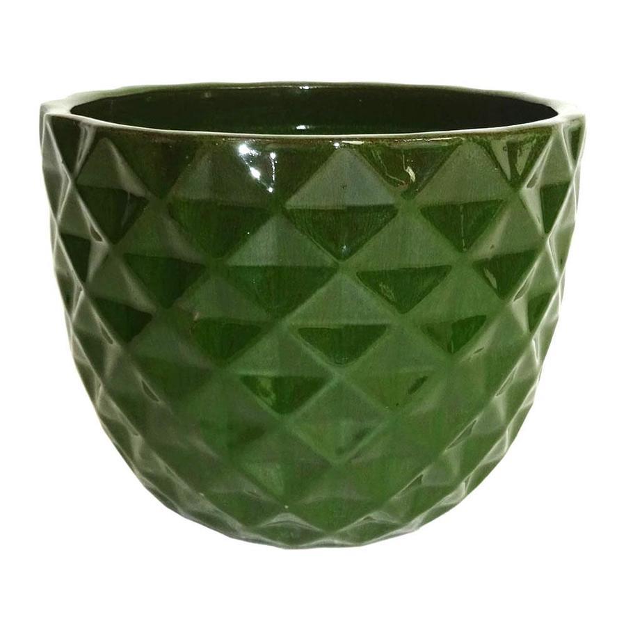Allen + roth 7.5-in W x 6.9-in H Green/Glaze Ceramic Planter at Lowes.com