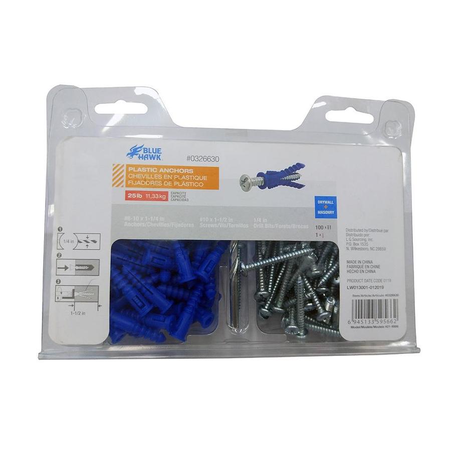 Blue Hawk 100-Pack 1-1/4-in L x 1/4-in dia Standard Drywall Anchor ...