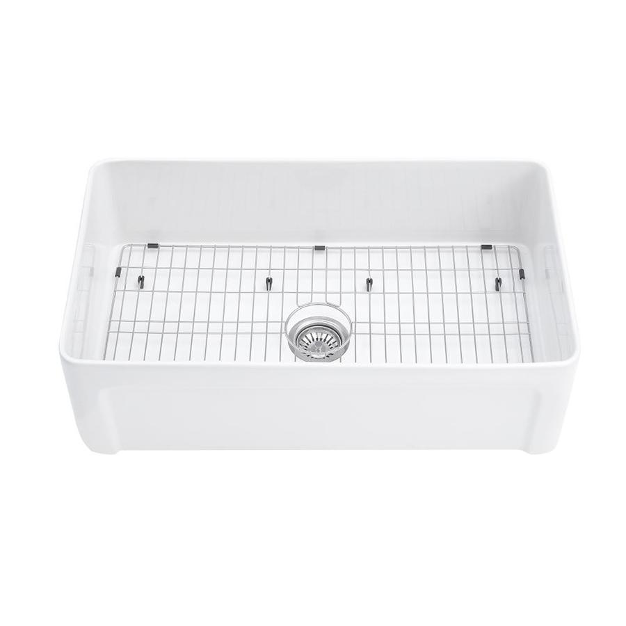 allen + roth Farmhouse Apron Front 33-in x 18-in White Single Bowl ...